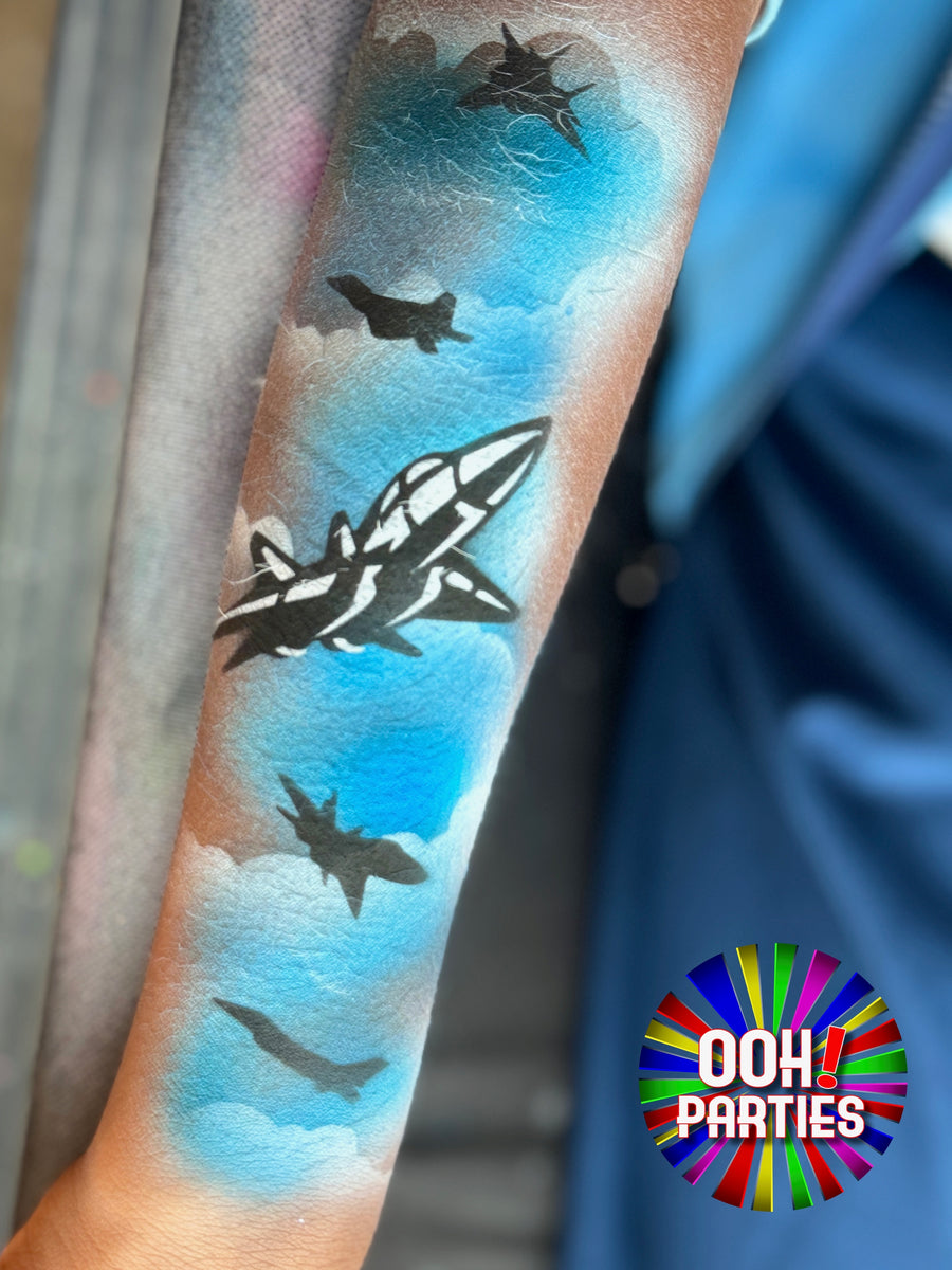 T53 Fighter Jet Tattoo Stencil – Ooh! Body Art Stencils