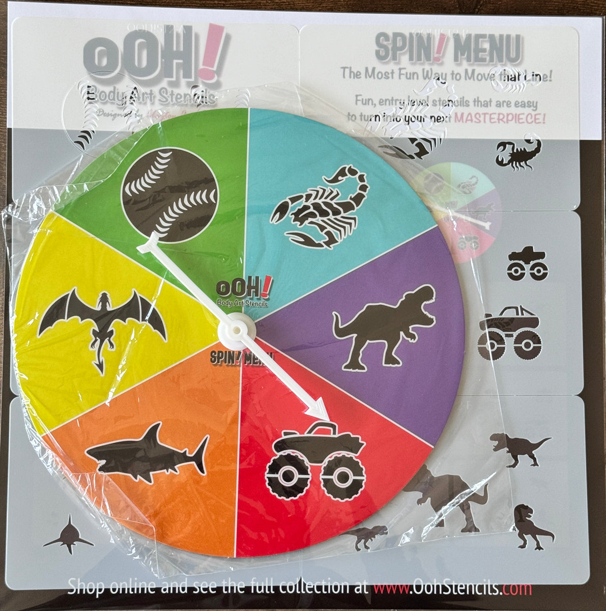 Spin Menu Stencil Set 2 - Rough n Tumble Designs – Ooh! Body Art Stencils