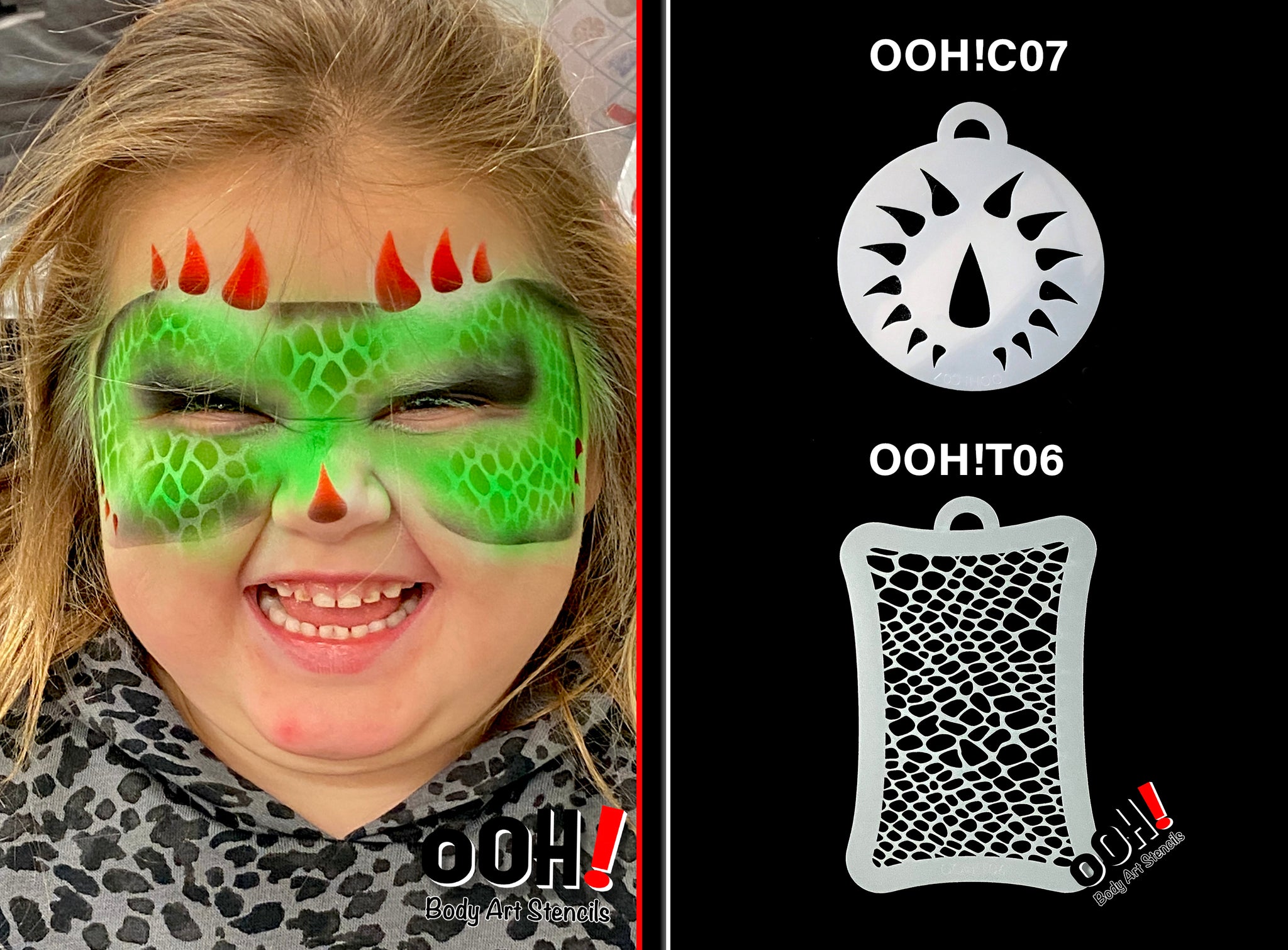 C07 Monster Horn Flip Face Paint Stencil – Ooh! Body Art Stencils