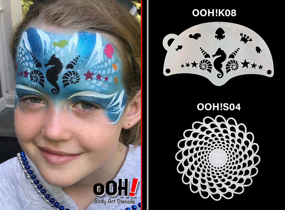 K08 Seahorse Mask Face Paint Stencil – Ooh! Body Art Stencils