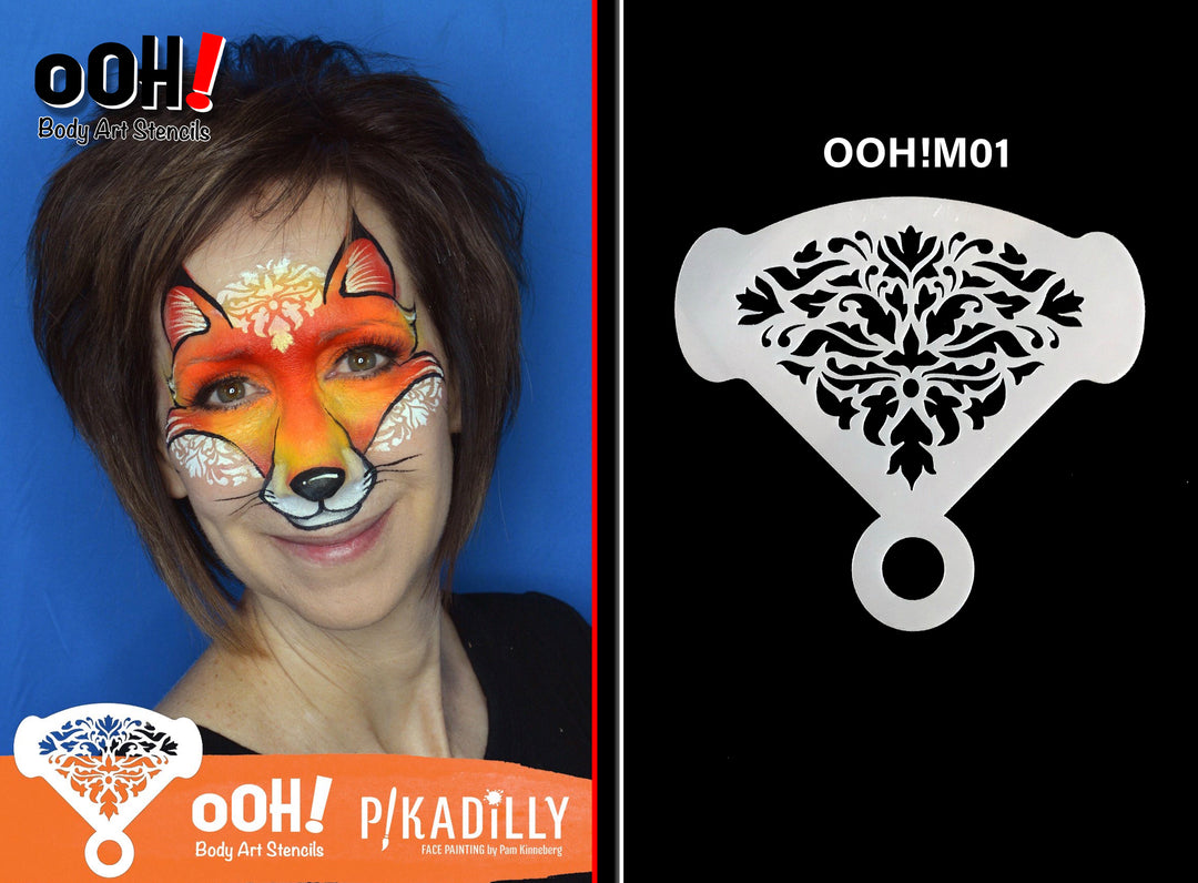 M01 Damask Mirror Face Paint Stencil – Ooh! Body Art Stencils