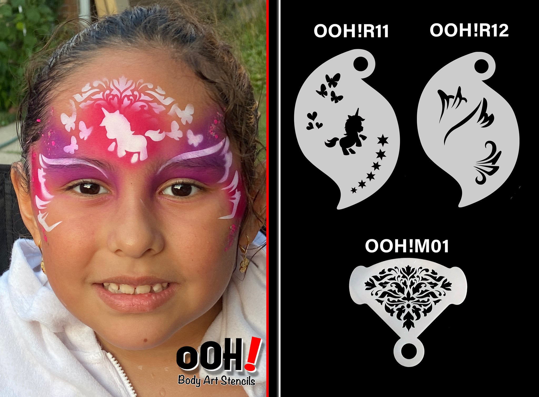 R11 Spring Unicorn Storm Face Paint Stencil – Ooh! Body Art Stencils