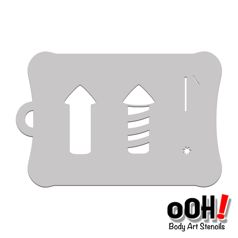 T42 Fire Cracker Tattoo Stencil – Ooh! Body Art Stencils