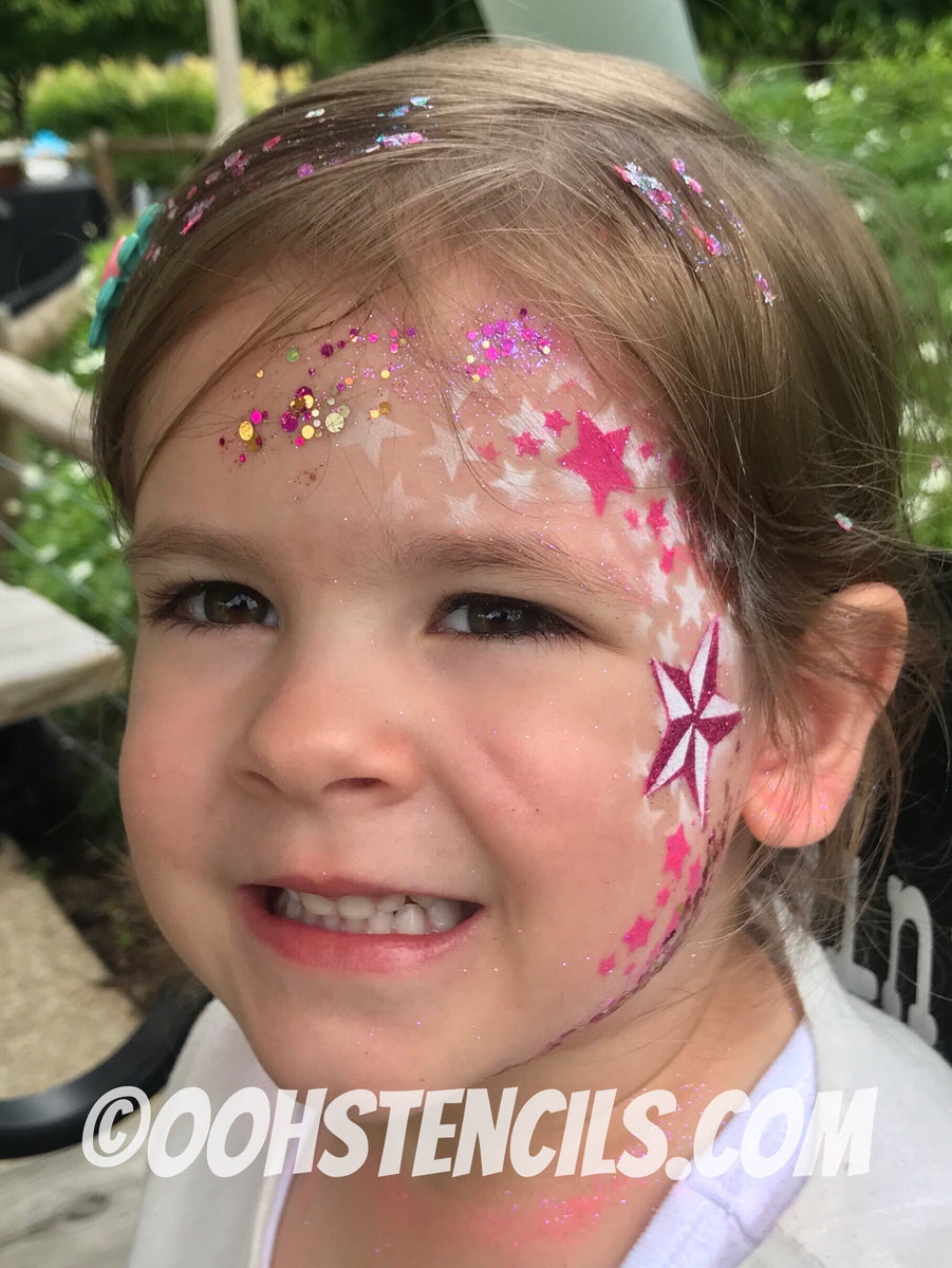 R04 Tattoo Star Storm Face Paint Stencil – Ooh! Body Art Stencils